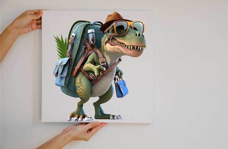 Transparent PNG Cartoon Style T-rex Dinosaur Kids Print on - Etsy