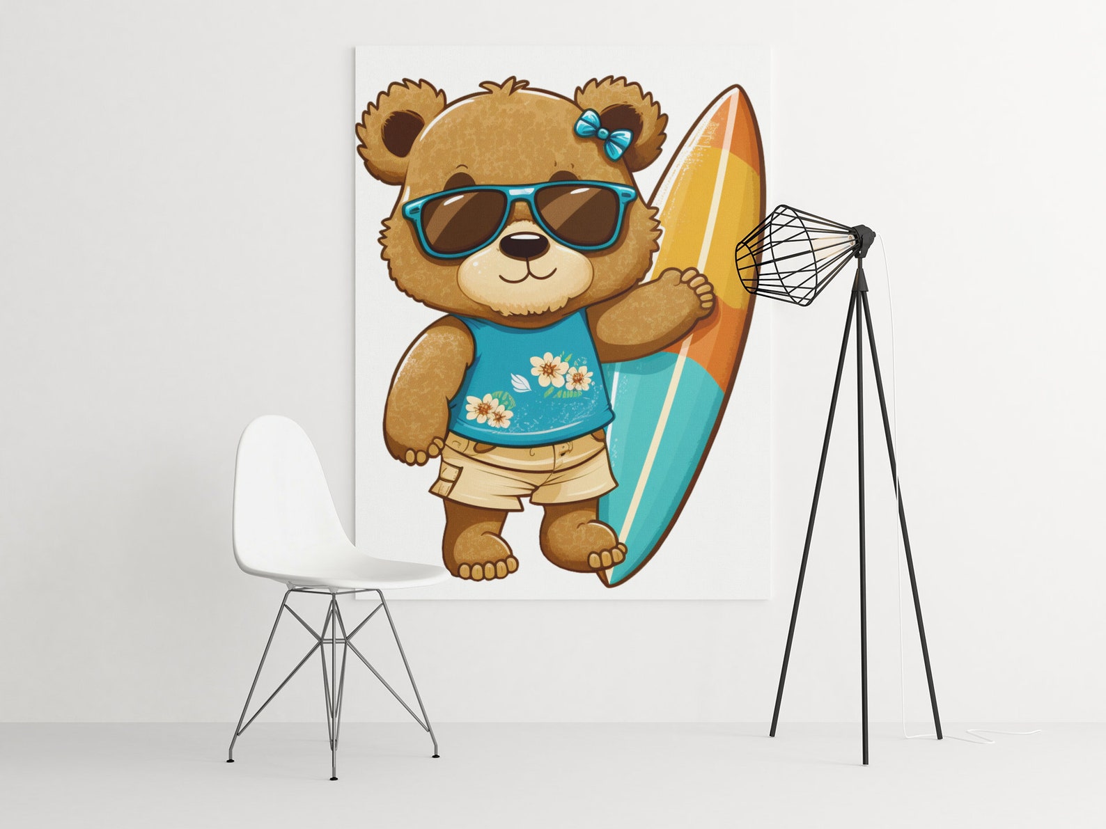 Cute Summer Beach Teddy Bear Clipart PNG, Surfing Bear T-shirt ...