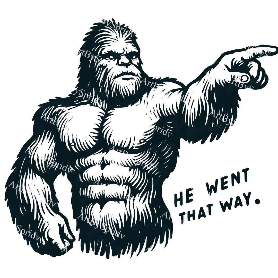 Muscular Bigfoot Sasquatch He Went That Way PNG Clipart, Funny Strong ...