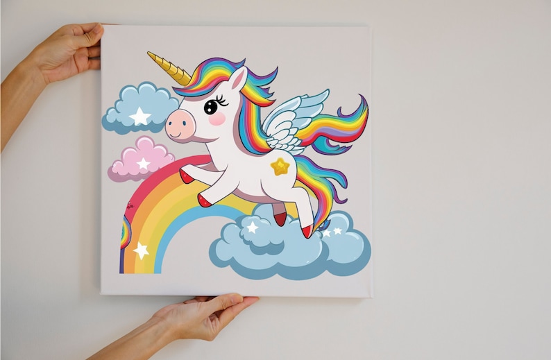 Flying Unicorn Clipart PNG, Cute Rainbow Unicorn Digital Art, Whimsical ...