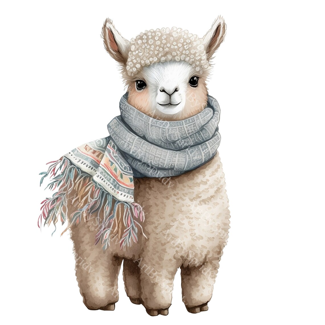 Cute Baby Llama With Scarf PNG Clipart Transparent Animal - Etsy