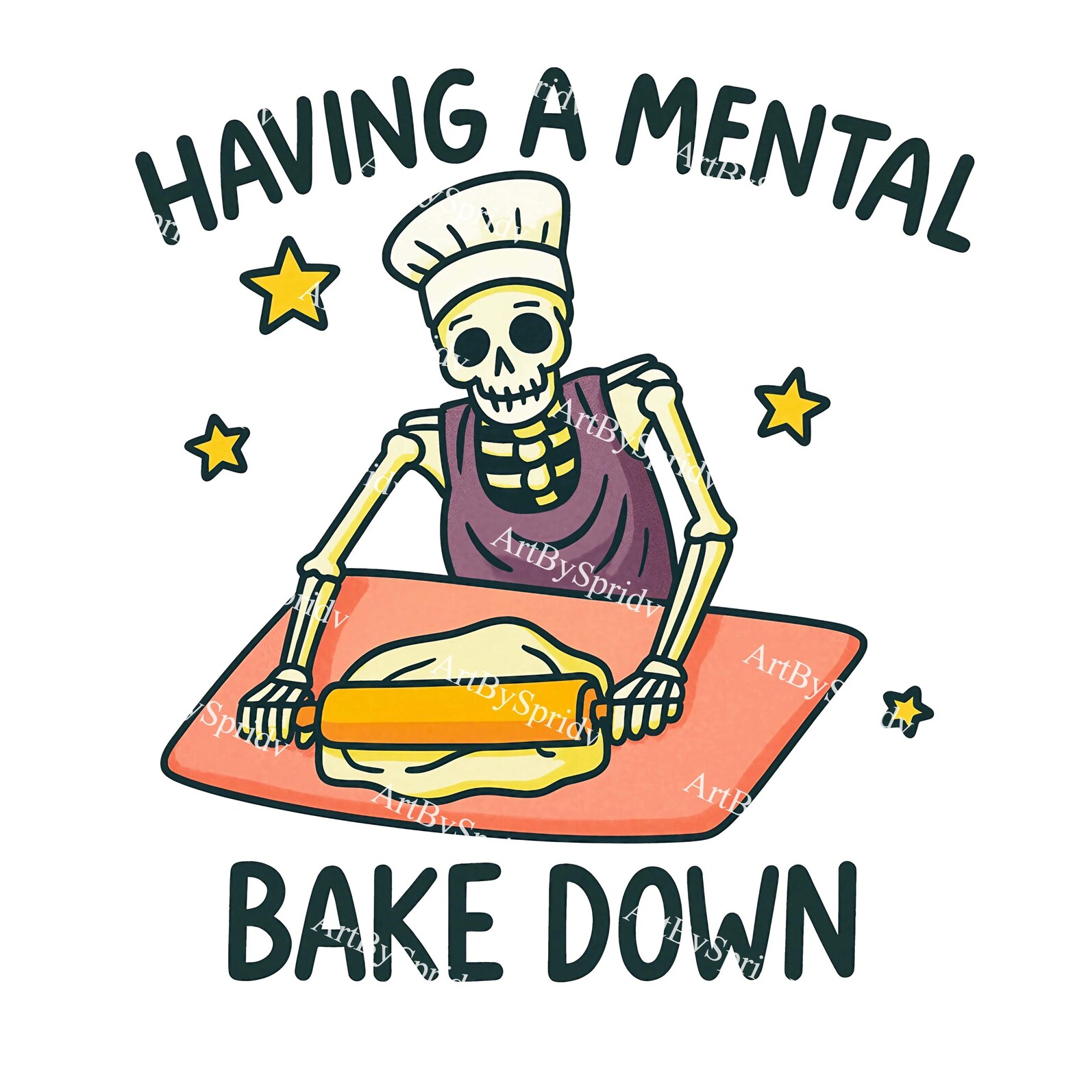 Mental Bake Down Skeleton Baker Png–funny Baking Pun Clipart ...