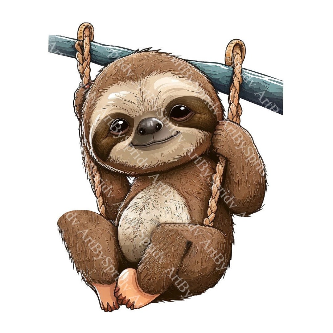 Caricature Cute Sloth PNG Transparent Clipart Kids Cartoon Design ...