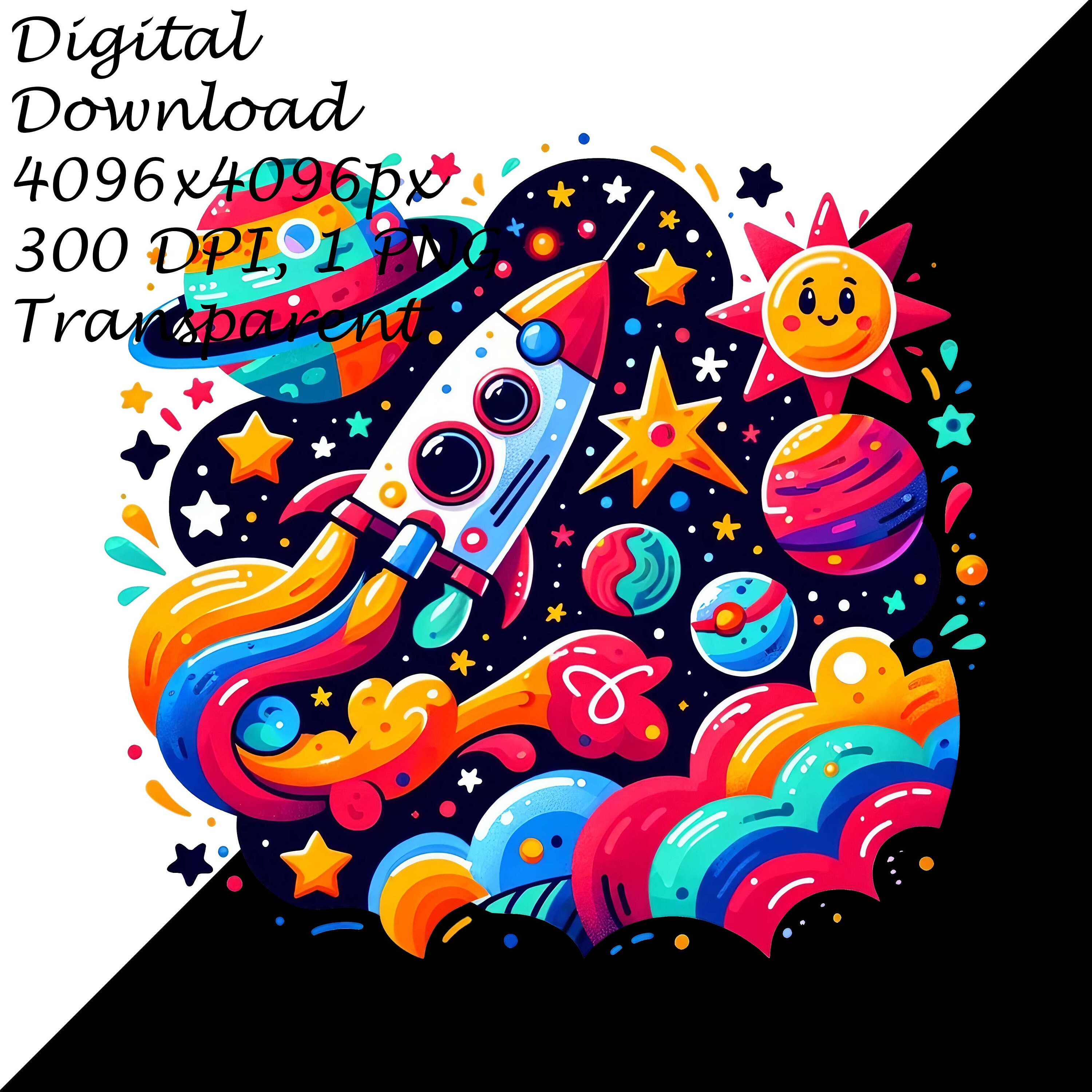 Space Theme Digital Clipart - Stars, Planets, Rocket, Astronaut ...