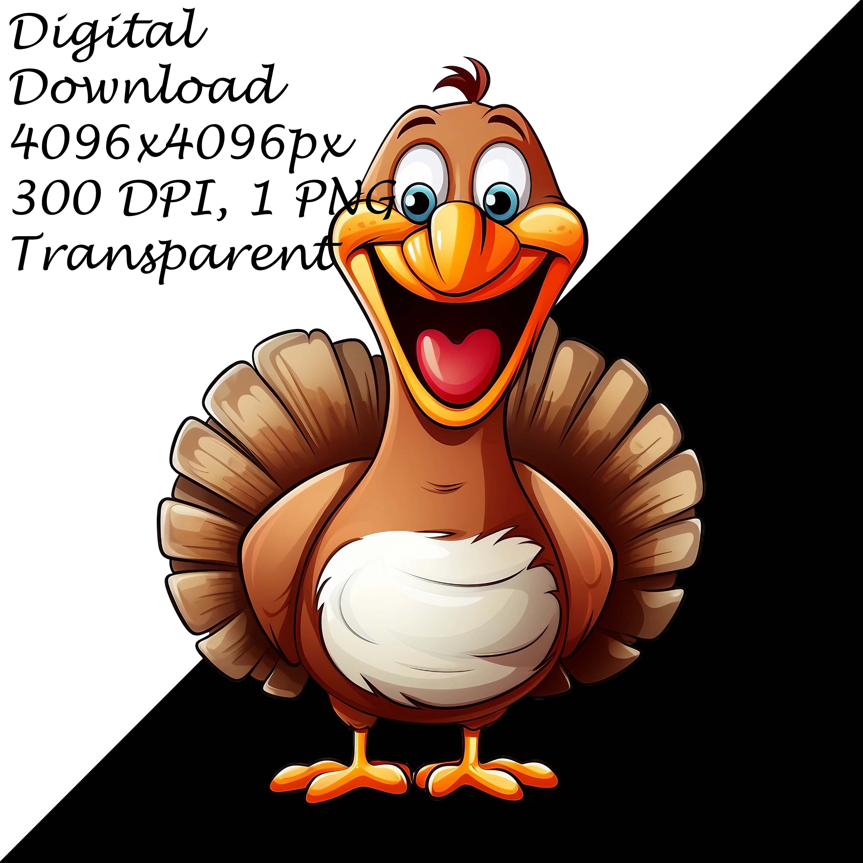Funny Cartoon Thanksgiving Day Turkey - Transparent PNG Xmas Clipart ...