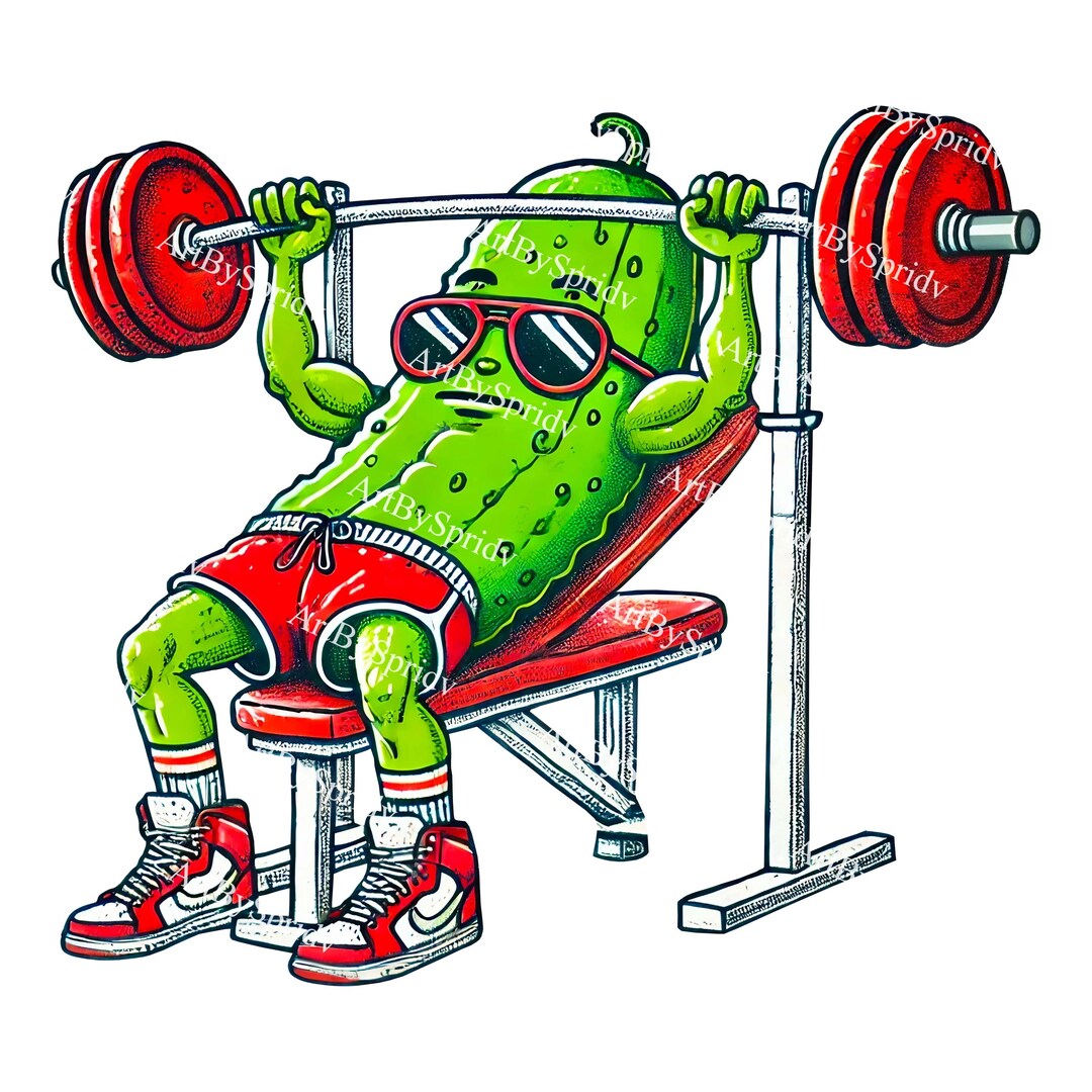 Funny Gym Pickle PNG, Cool Pickle Lifting Weights Transparent Clipart ...