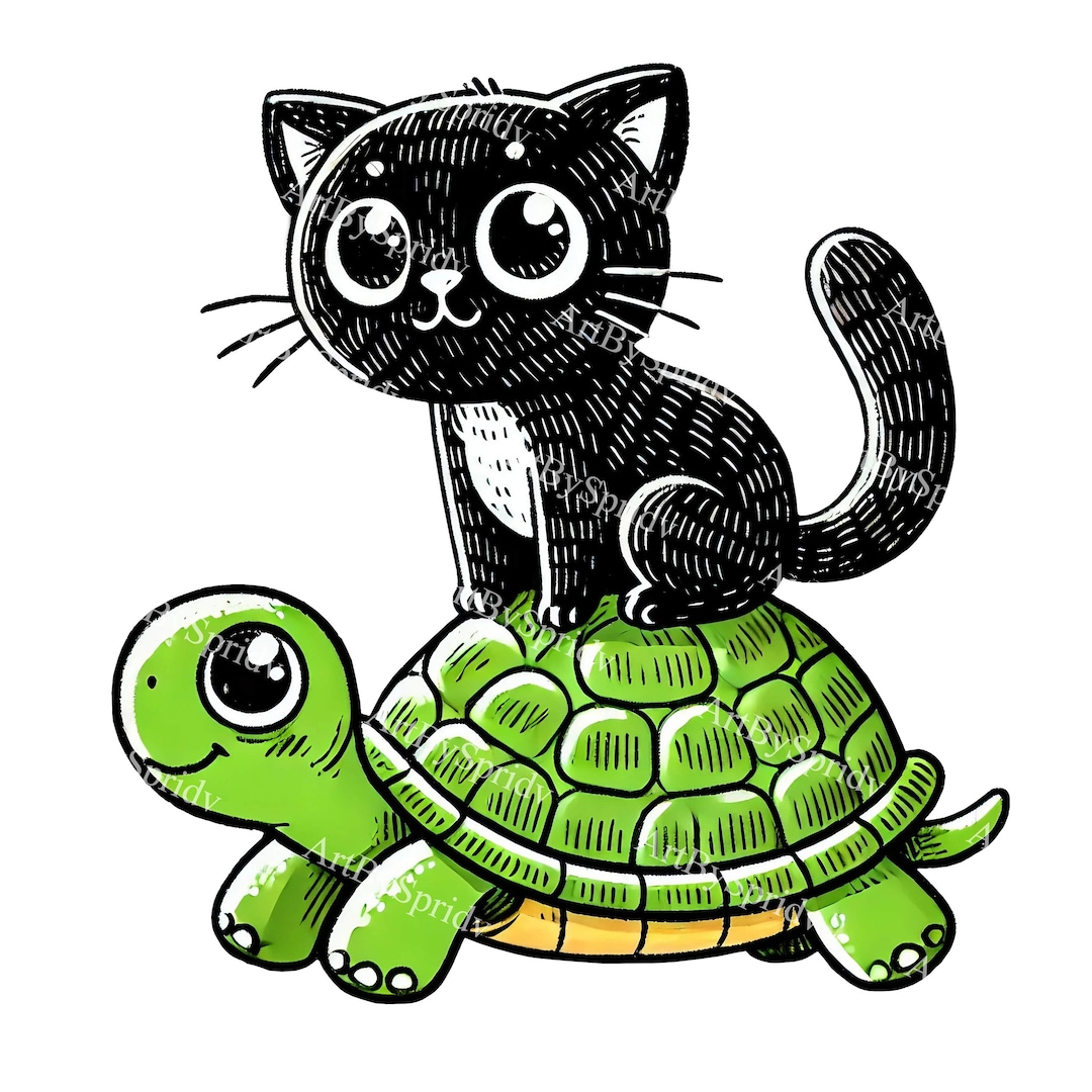 Baby Cat Turtle Cartoon