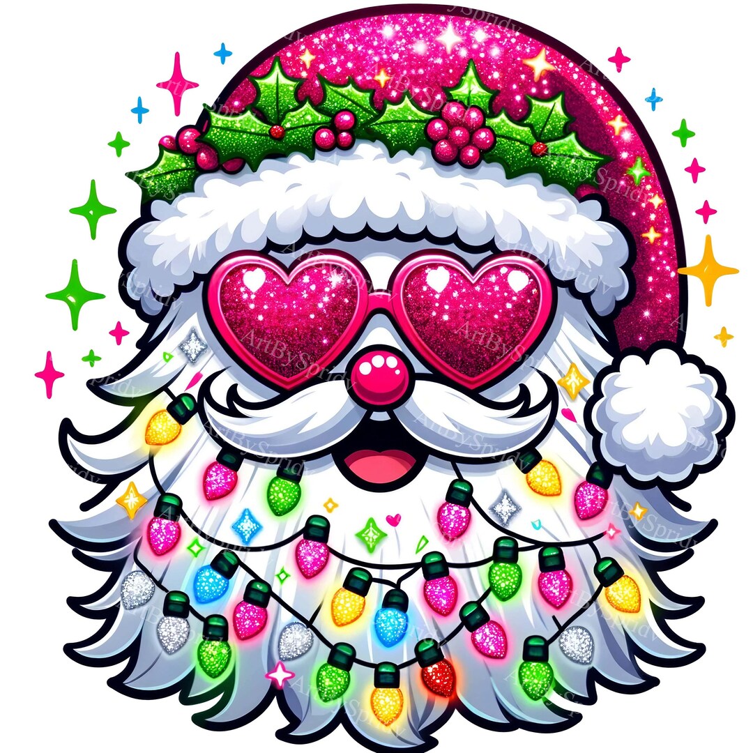 Santa Claus Head Clipart - Christmas Digital PNG for T-shirts, Mugs ...