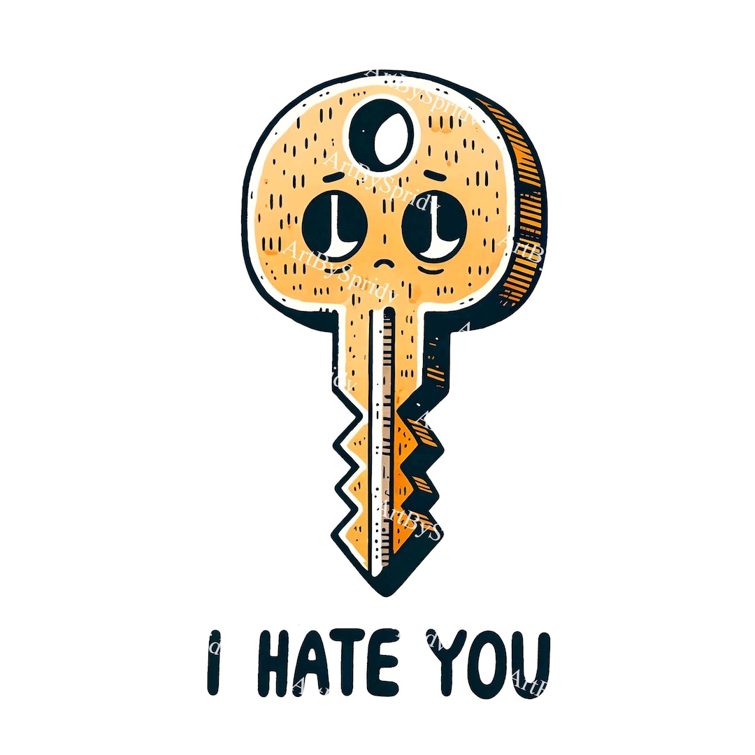 Quirky Sad Key Clipart, Funny Emotional Cartoon Key Illustration ...
