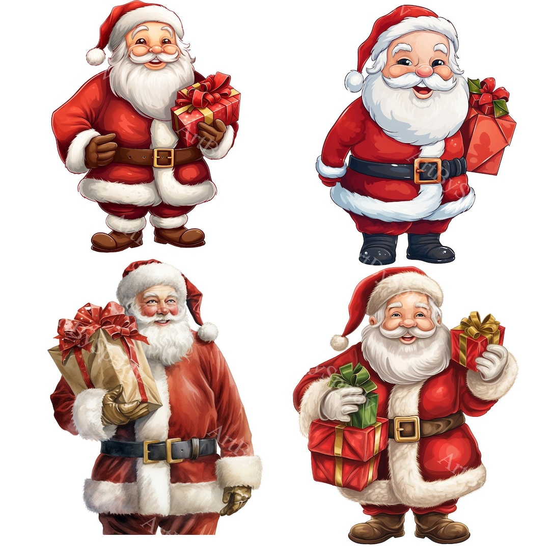 Festive Santa Clipart Collection - Digital PNG Images for Christmas DIY ...