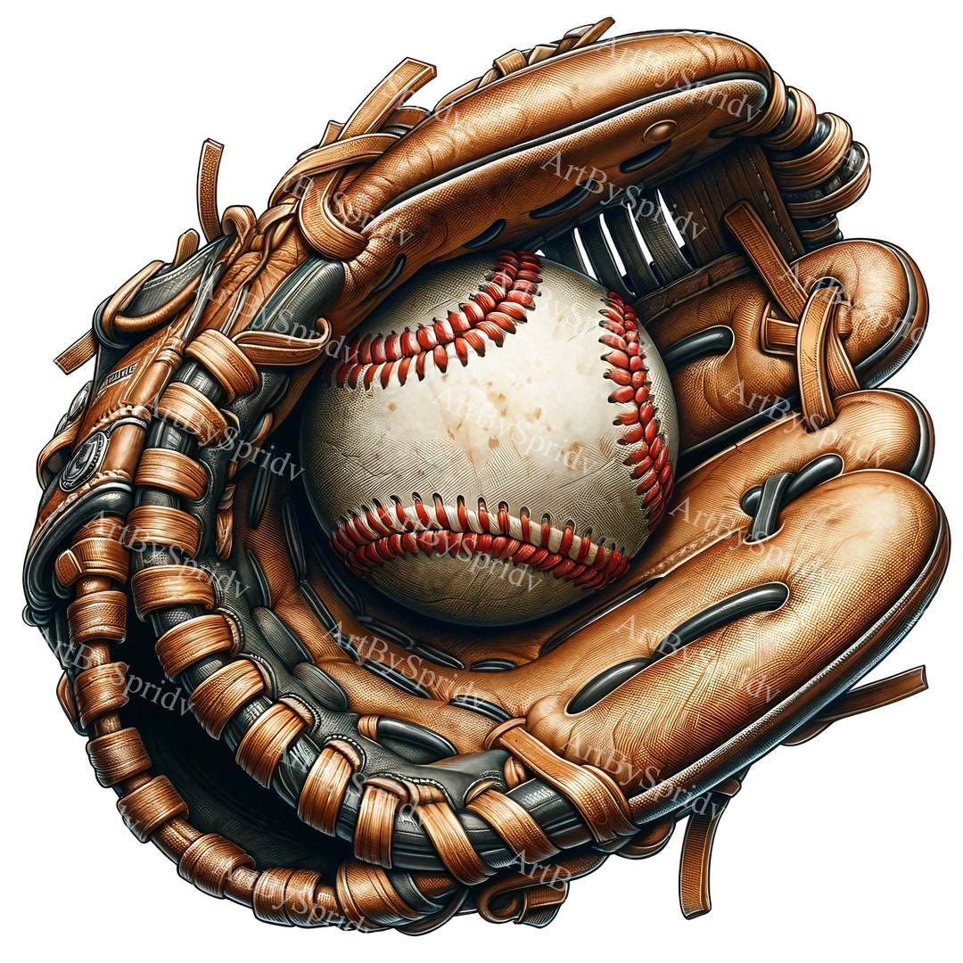 Vintage-style Baseball Glove Digital Clipart - Transparent PNG for ...