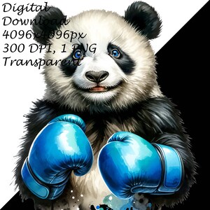 Boxing Panda With Oversized Gloves Clipart - Digital PNG for DTG, T ...