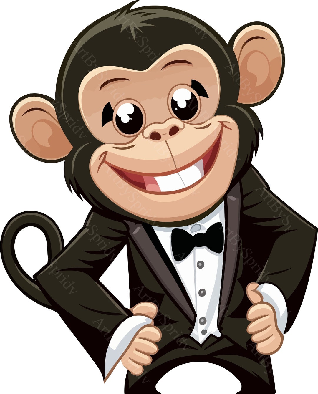 Cheerful Cartoon Monkey Clipart - Transparent PNG, Charming Chimp With ...