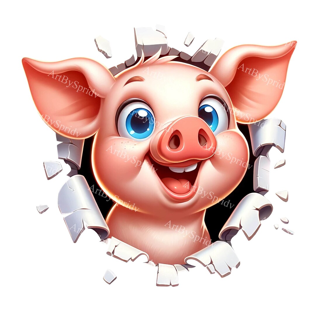 3D Cartoon Piglet Clipart - Digital PNG for DTG, T-shirt, Mug, Tumbler ...