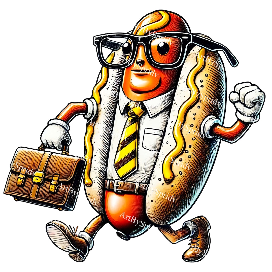Funny Business Hot Dog PNG, Cool Office Worker Sausage Clipart, Quirky ...