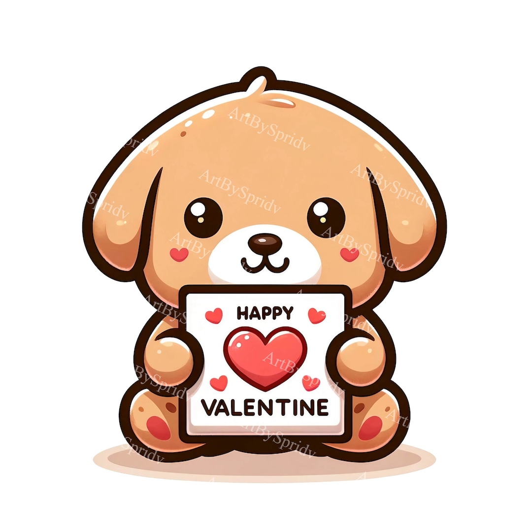 Valentine's Day Puppy Clipart - Cute Dog With Card PNG for T-shirts ...