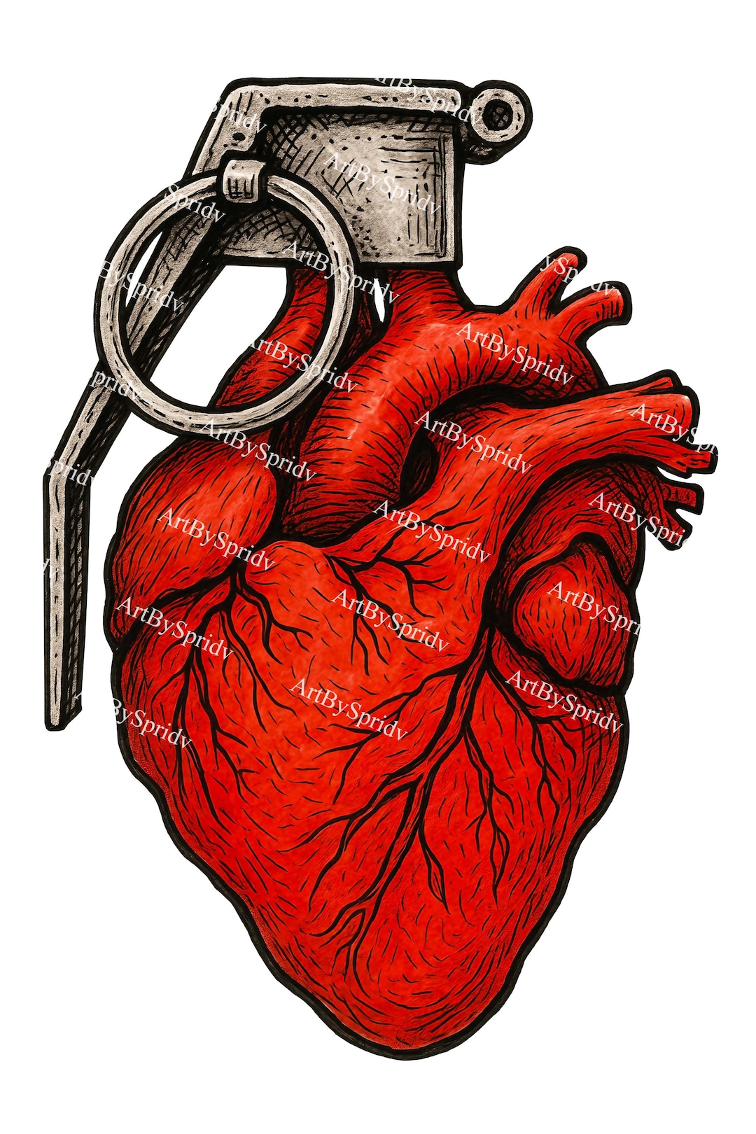 Anatomical Heart Grenade PNG | Exploding Heart Clipart for Sublimation ...