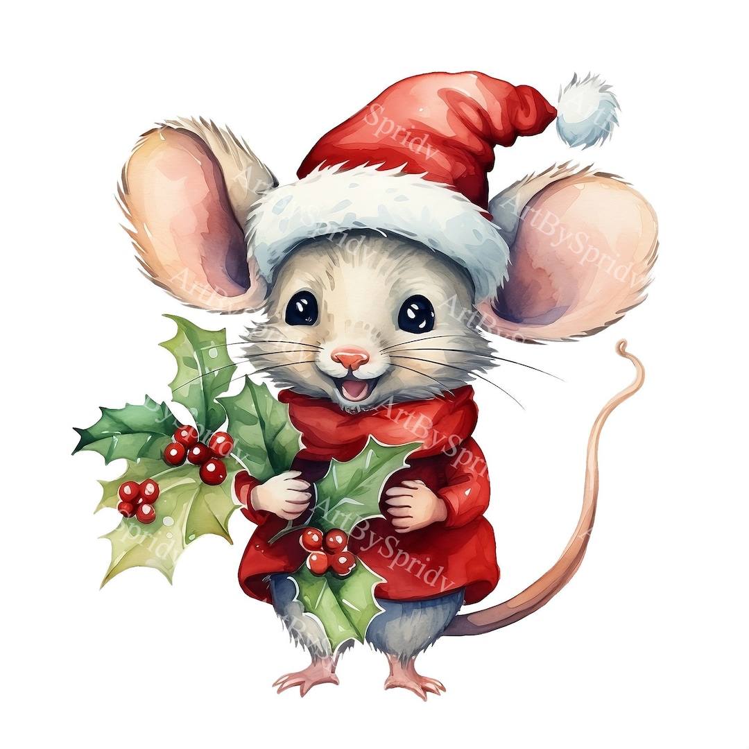 Cute Mouse With Christmas Santa Hat Transparent PNG Clipart, Kid/adult ...