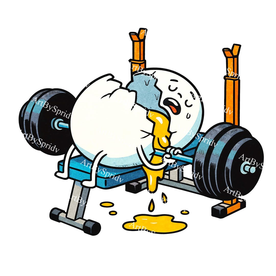 Funny Egg Bench Press Fail PNG Clipart - Cracked Egg Bodybuilding Meme ...