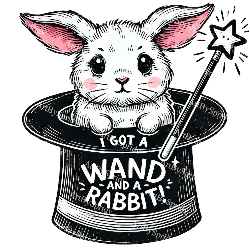 Magic Rabbit PNG Clipart in Top Hat With Wand-art for DIY Crafts ...