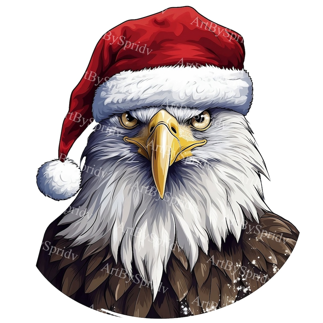 Christmas USA Eagle With Santa Hat Transparent PNG Clipart, Kids/adults ...