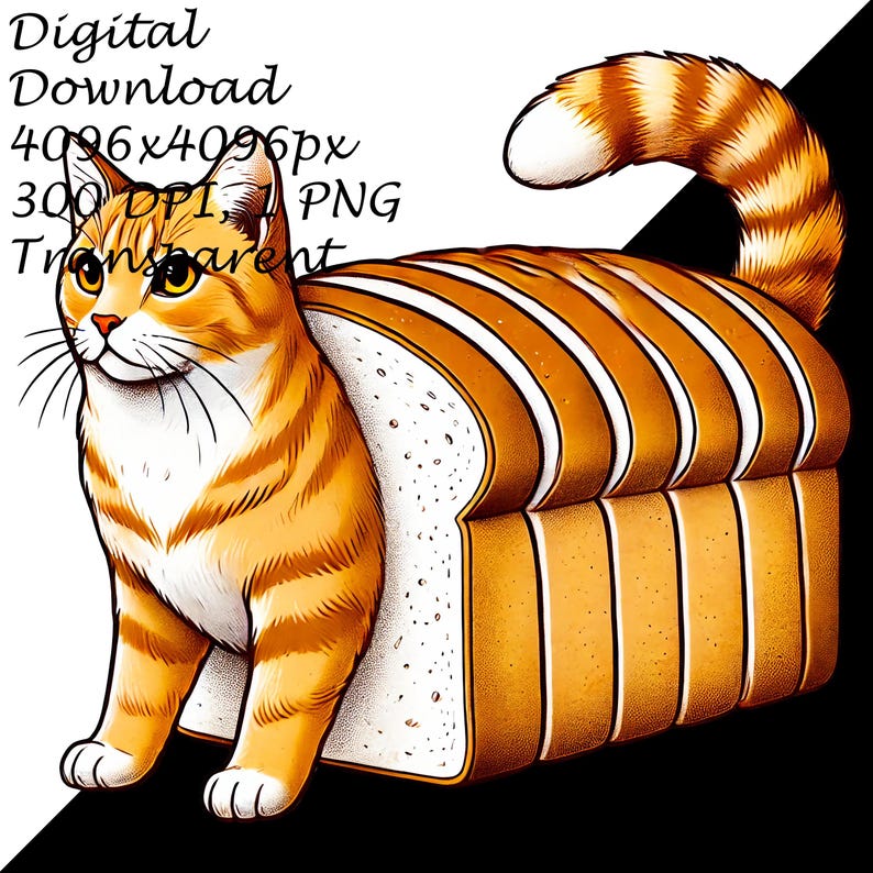 Ginger Cat Loaf PNG Clipart, Cute Bread Cat Clip Art Illustration ...