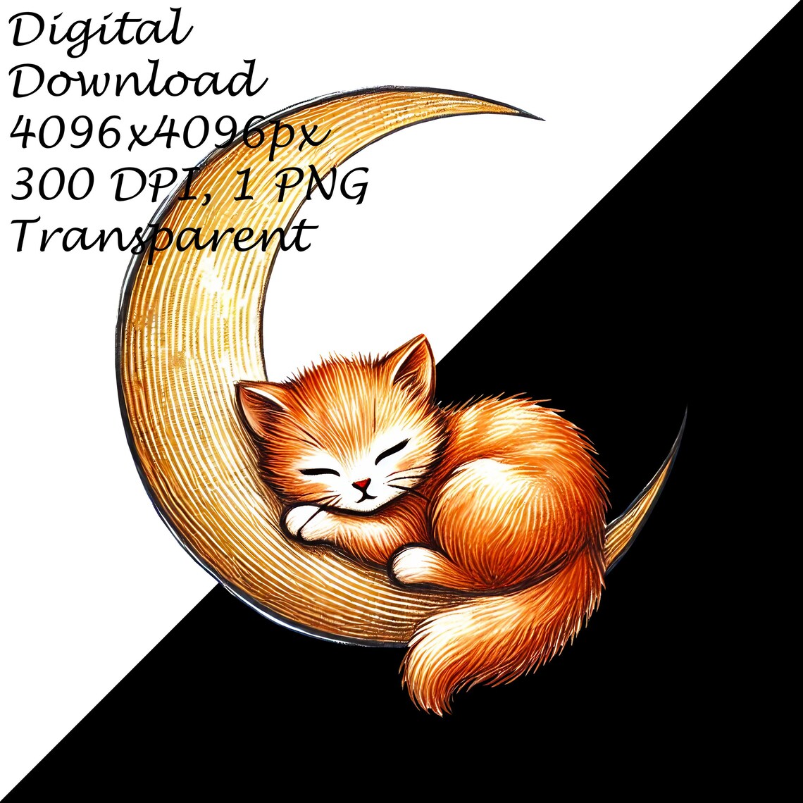 Sleeping Fox on Crescent Moon PNG, Cute Woodland Animal Clipart, Dreamy ...