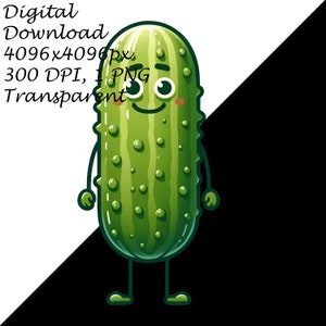 Cute Pickle Character Clipart | Digital Download | Printable ...