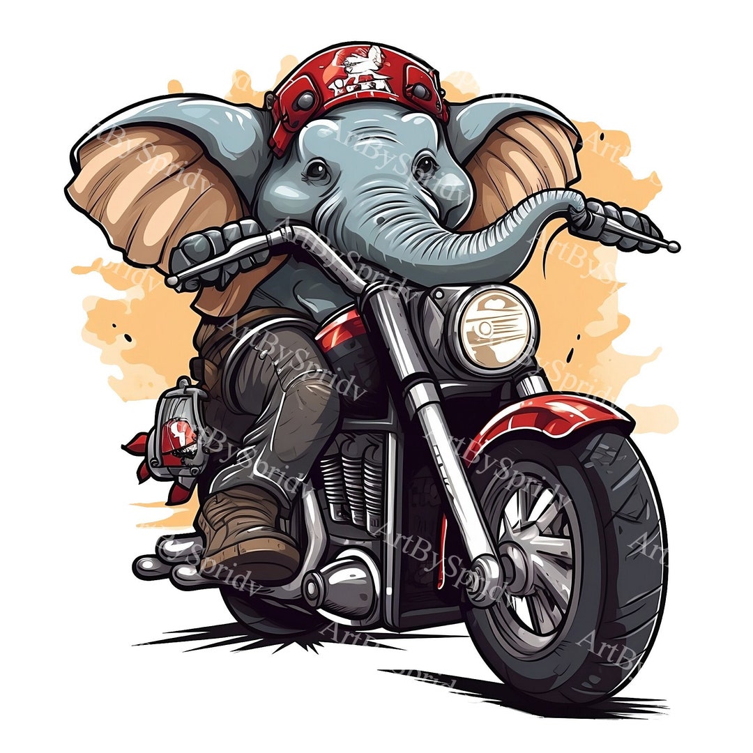 Cute Biker Elephant Riding Motorcycle Transparent PNG Clipart, Cool ...