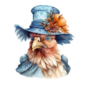 Cute Chicken With Vintage Hat PNG Clipart,transparent Animal Lover ...