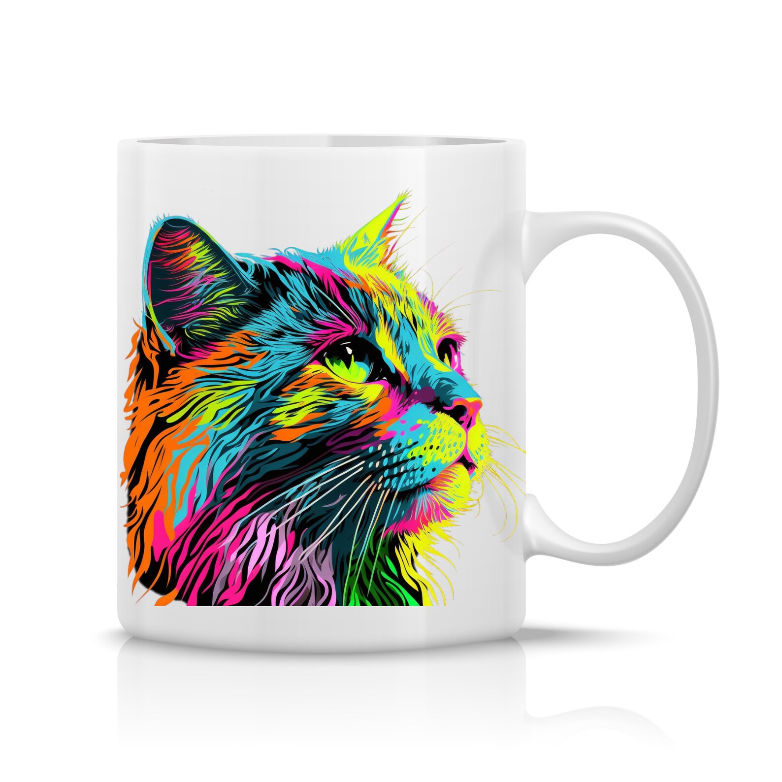 Day-glo Neon Cat Clipart, Colorful Psychedelic Cat PNG Illustration for ...