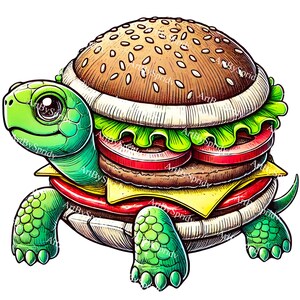 Funny Turtle Burger PNG Clipart | Cute Food Animal Hybrid Art | Quirky ...