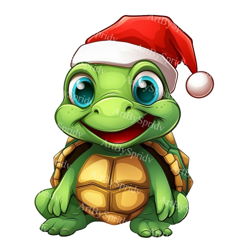 Cute Christmas Turtle With Santa Hat Transparent PNG Clipart, Kids ...