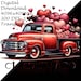 Valentine's Day Vintage Truck Clipart - Red Pickup With Hearts for DTG ...