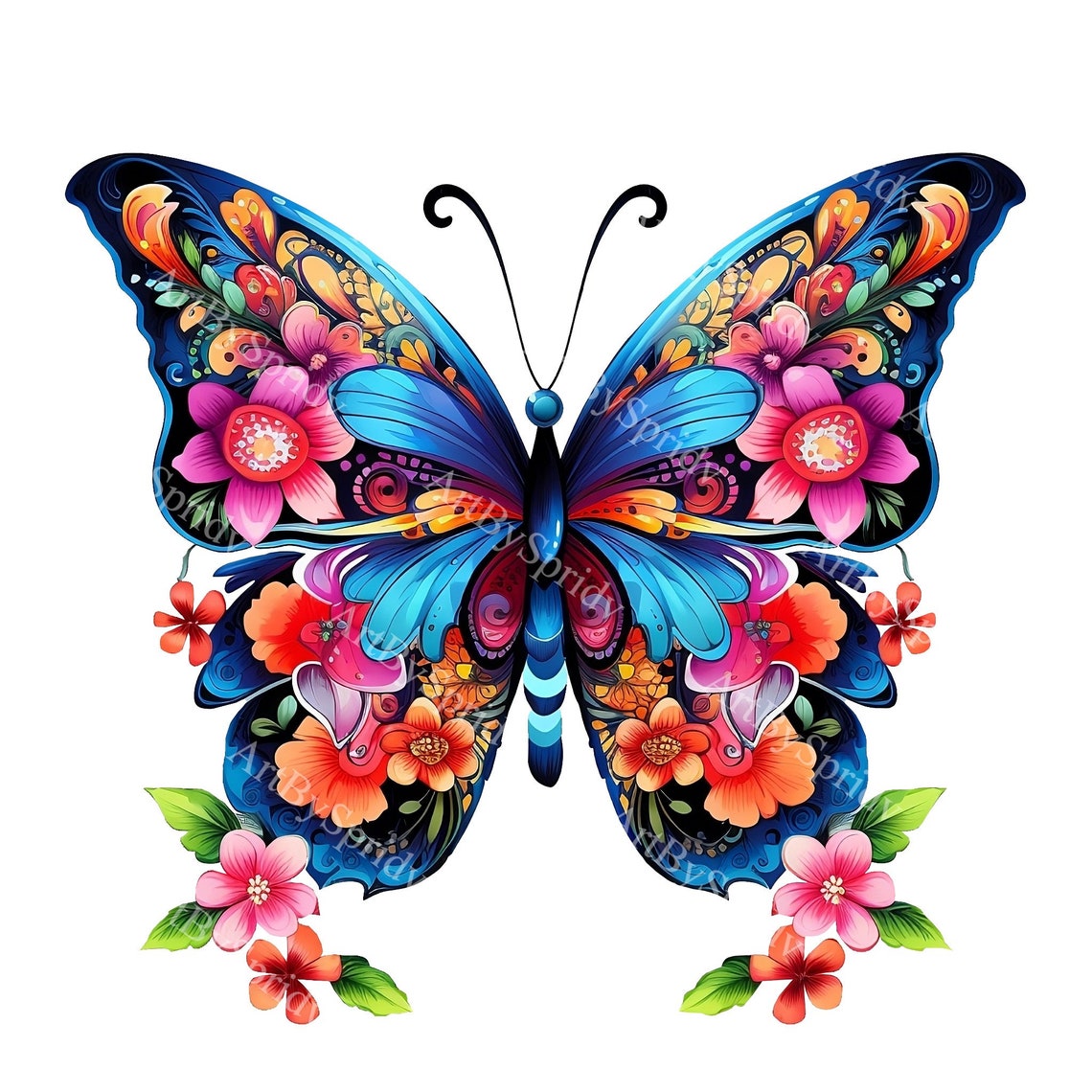 Cute Floral Butterfly PNG Clipart, Transparent Watercolor Kids/adult ...
