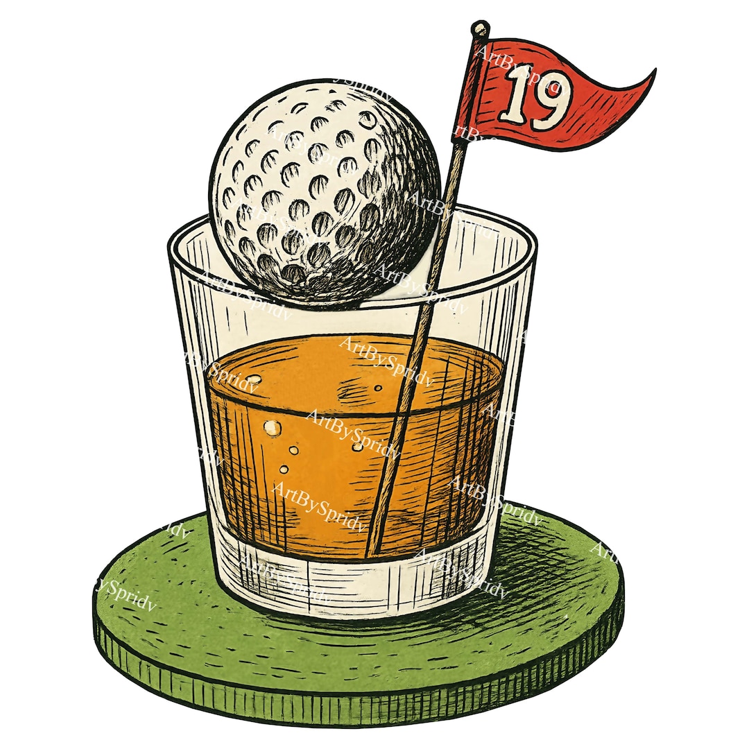 Vintage Golf 19th Hole Whiskey Glass PNG, Funny Golf Drink Clipart ...