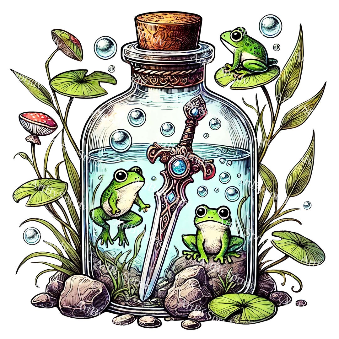 Fantasy Frogs in a Glass Bottle With Sword PNG Clipart, Magic Frogs and ...