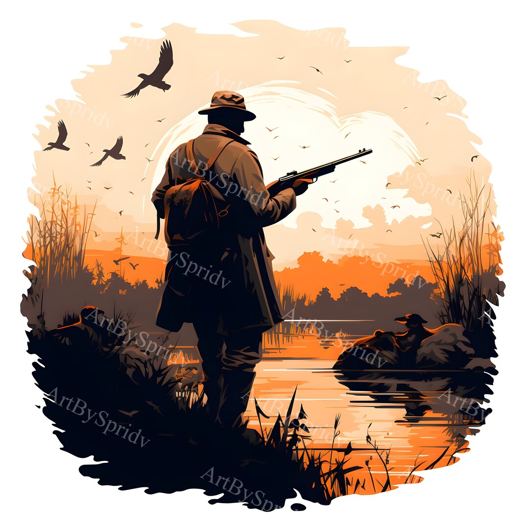 Transparent PNG Clipart of Hunter With Shotgun Duck Hunting-vintage ...