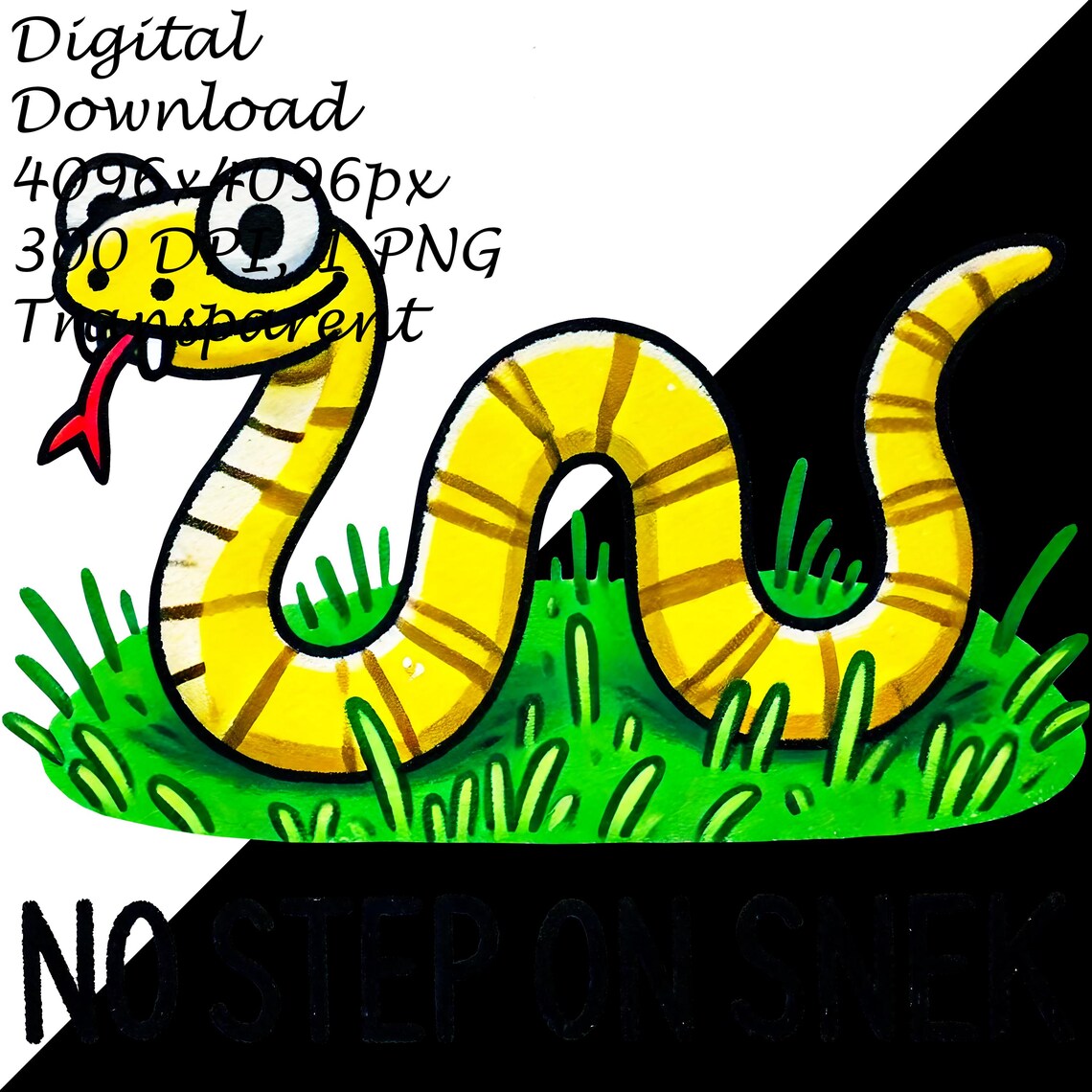 No Step on Snek Clipart, Funny Cartoon Snake PNG, Digital Download for ...
