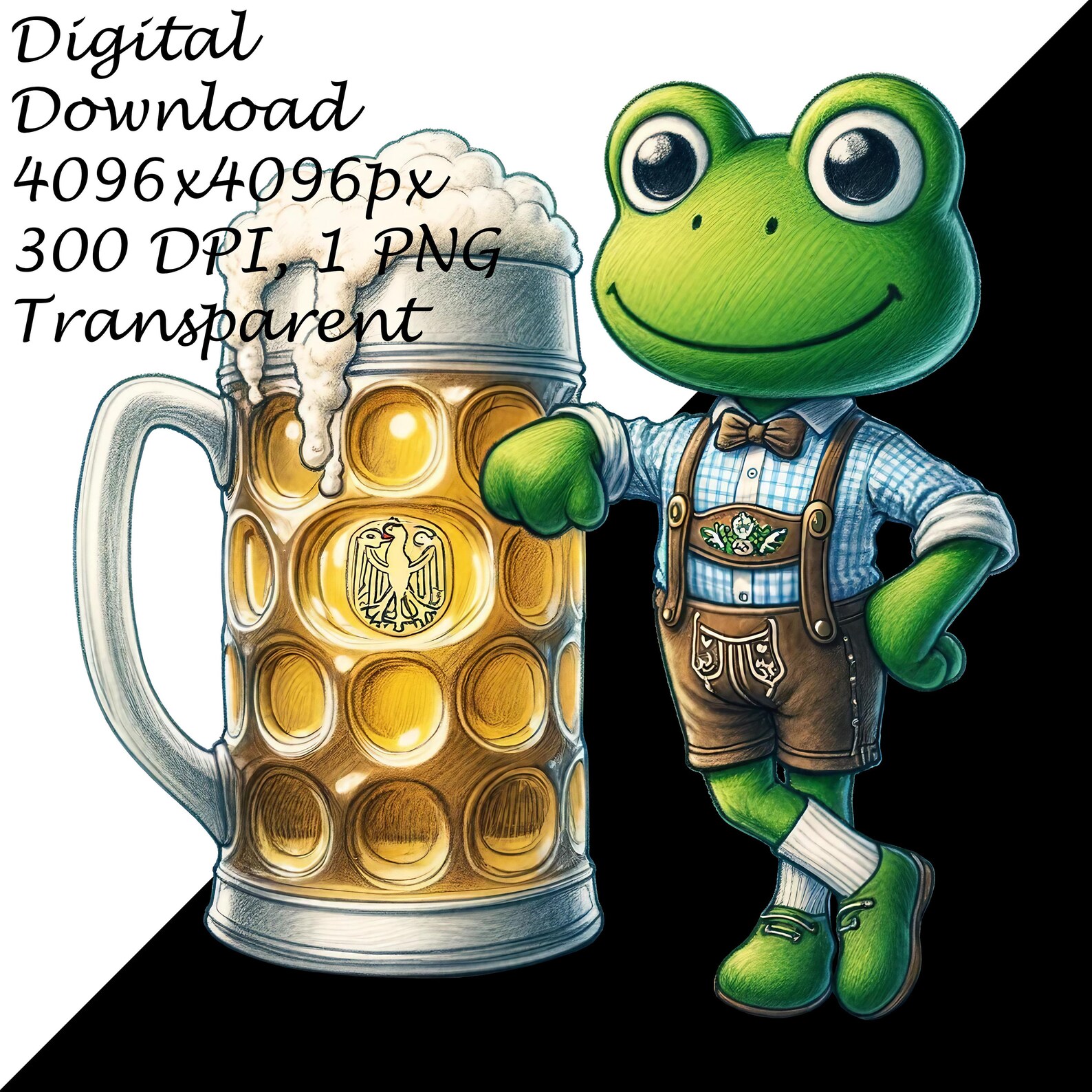 Oktoberfest Themed Frog Clipart With Beer Mug - Digital PNG for ...