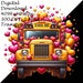 Valentine's Themed School Bus Digital Clipart - Love-filled Hearts ...