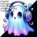 Whimsical Ghost Clipart - Cute Specter With Headphones Design ...