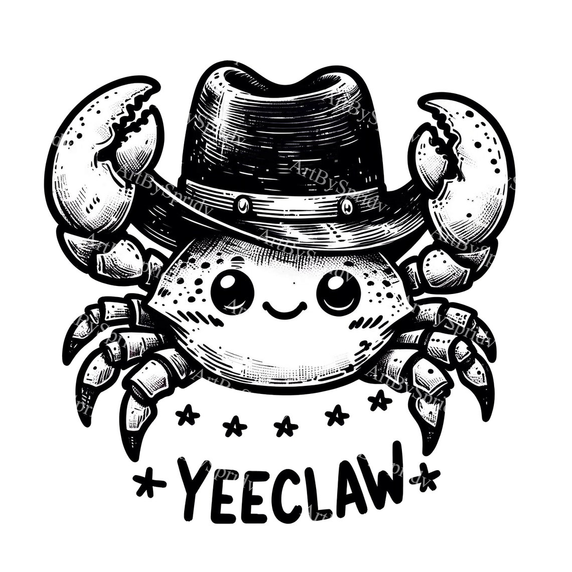 Adorable Cowboy Crab Clipart-yeeclaw Png-cute Sea Creature Illustration ...
