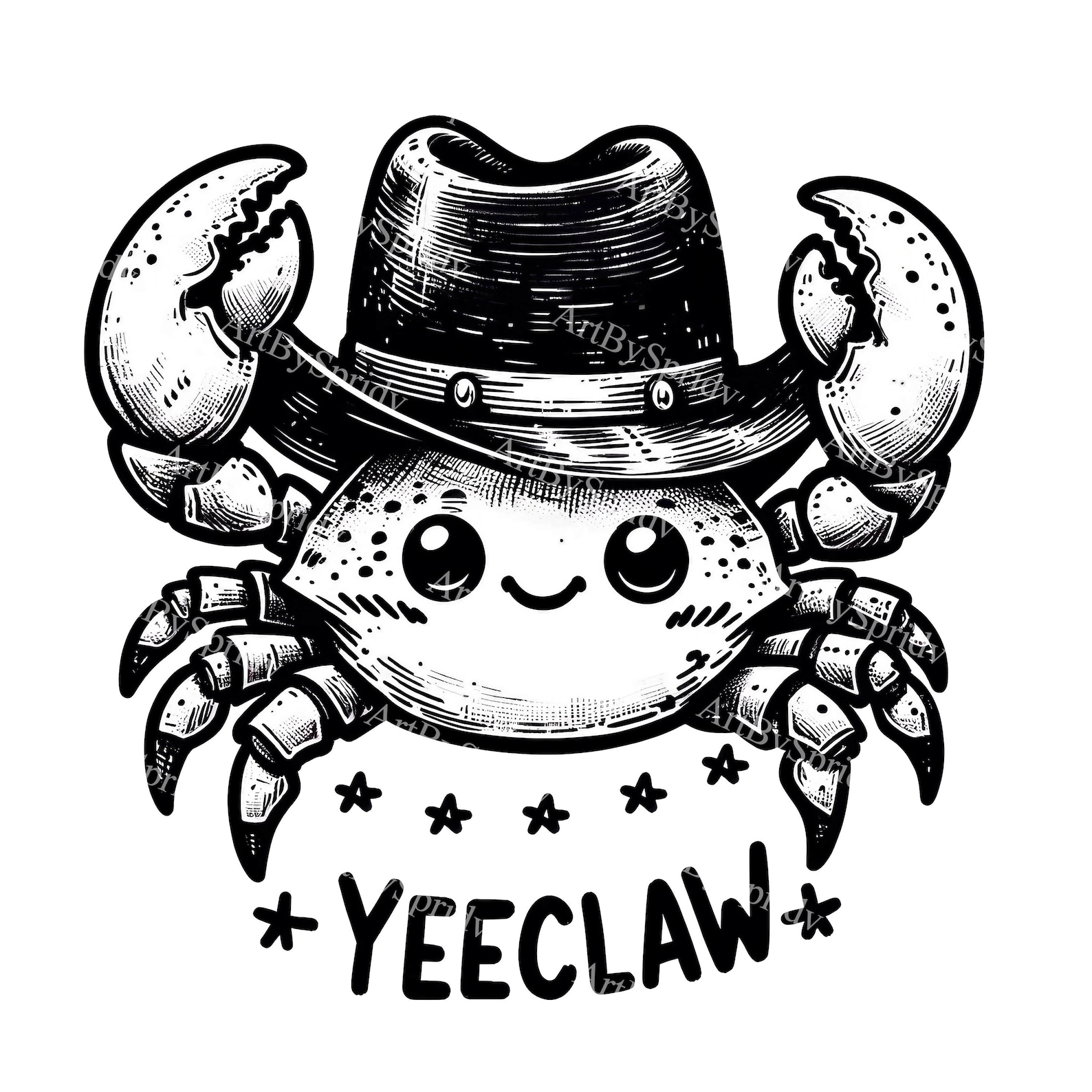 Adorable Cowboy Crab Clipart-yeeclaw Png-cute Sea Creature Illustration ...