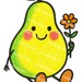 Happy Pear With Flower Clipart, Cute Kawaii Fruit PNG, Smiling Pear ...