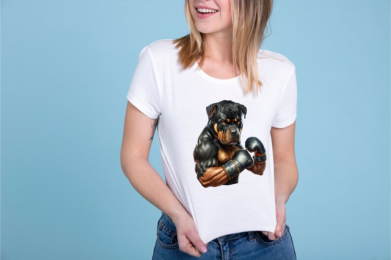 Cute Rottweiler Fighter Dog PNG, Transparent Floral Clipart Cartoon ...