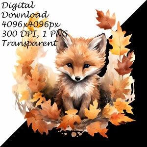 Fox PNG Clipart Nestled Among Autumn Leave,fall Watercolor Woodland ...