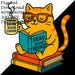 Cute Reading Cat PNG Clipart, Coffee and Books Lover Kitty, Nerdy Cat ...