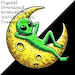 Alien Relaxing on Crescent Moon PNG Clipart-cute Green Extraterrestrial ...