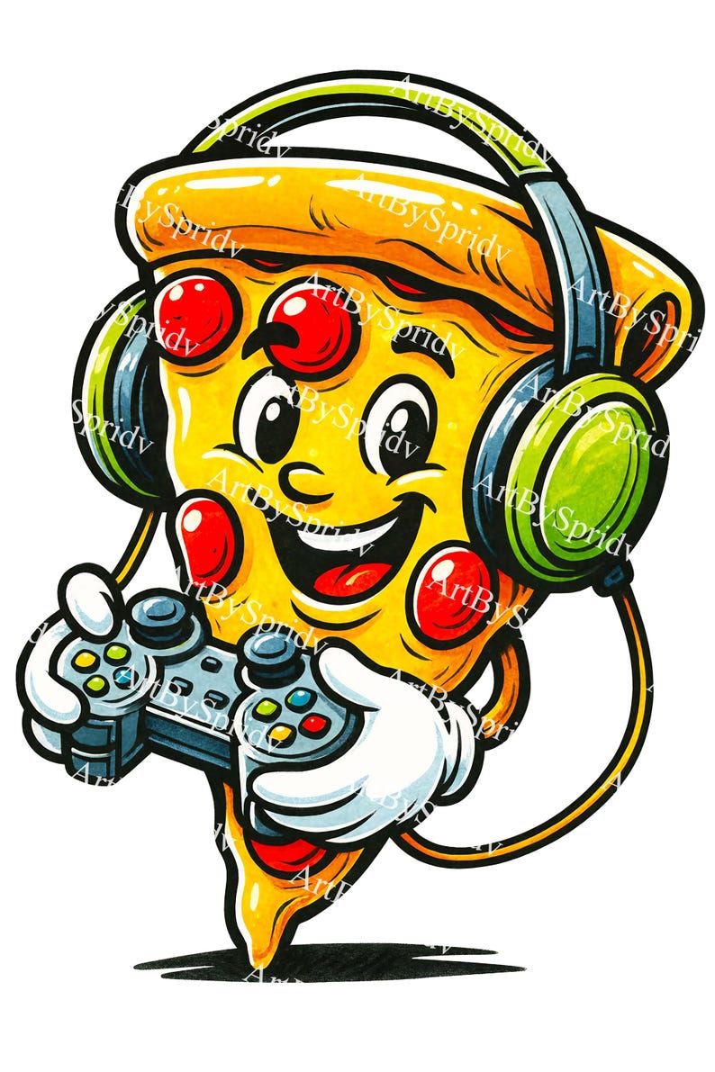 Pizza Gamer PNG Clipart - Cute Slice With Headphones & Controller ...